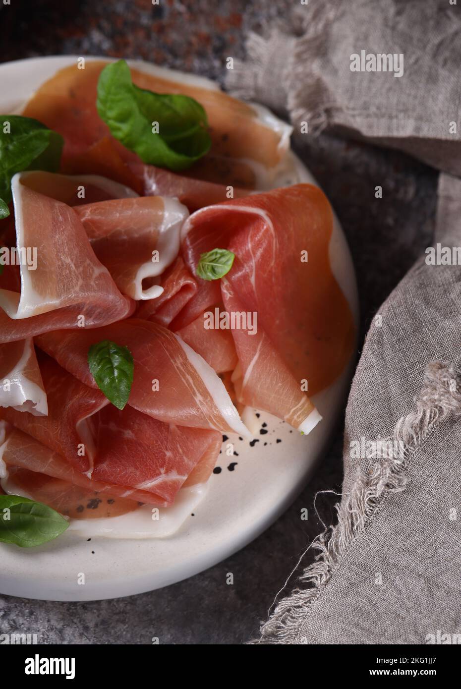 natural organic meat delicacy jamon ham prosciutto Stock Photo - Alamy