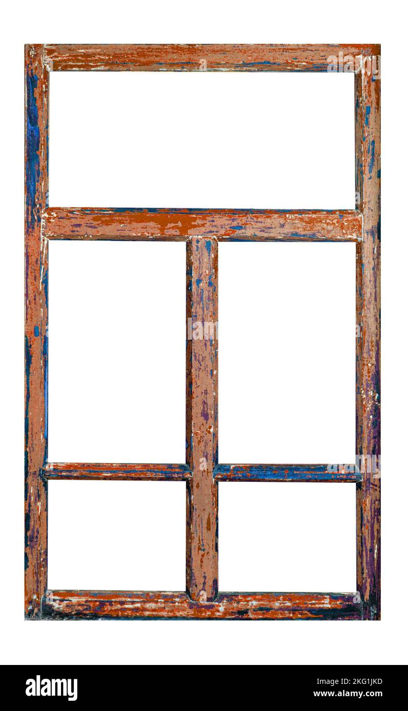 old brown window frame isolated on white background Stock Photo - Alamy