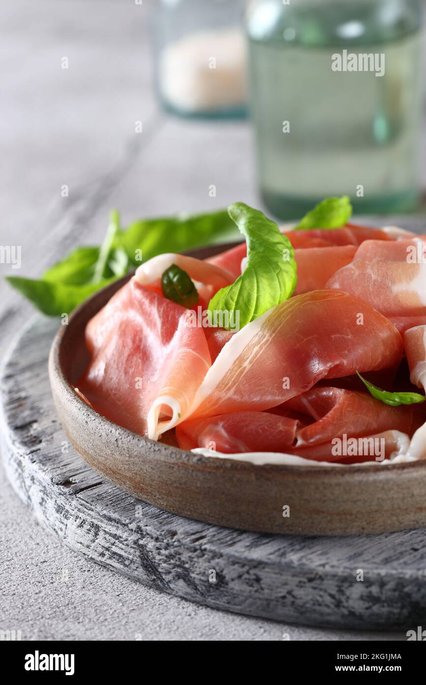 natural organic meat delicacy jamon ham prosciutto Stock Photo - Alamy