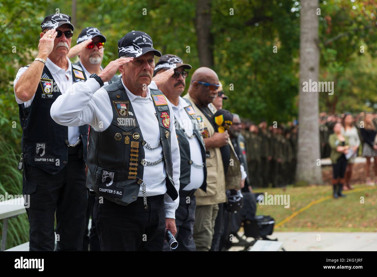U.S. Marine Corps veterans render a salute during the 39th Annual ...