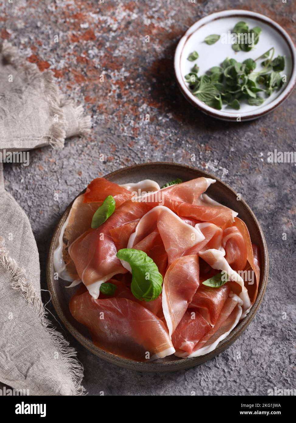 natural organic meat delicacy jamon ham prosciutto Stock Photo - Alamy