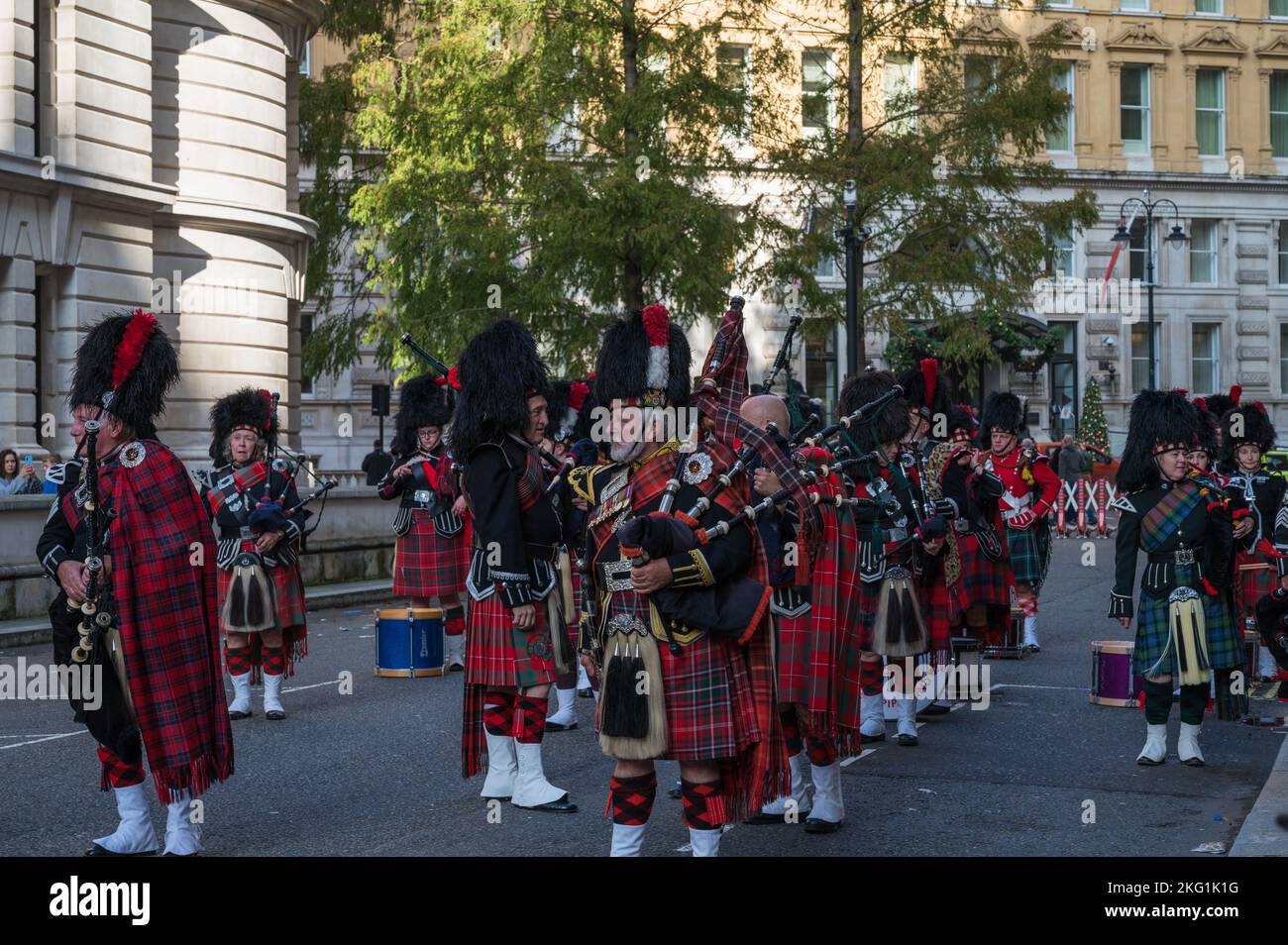 Southern Highlanders Pipes & Drums band gathered on Whitehall Court ...