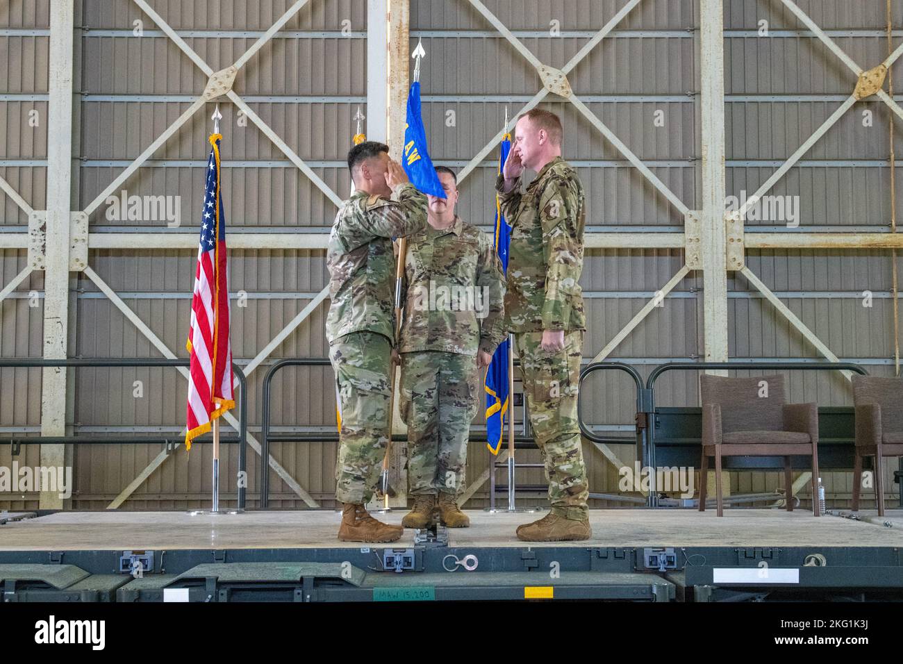 Col. Jun Oh, 374th Operations Group commander, left, returns a salute ...