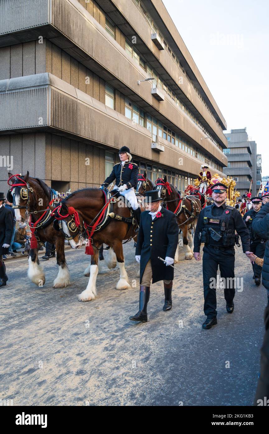 Lord Mayor of London's State Coach in the procession for the 2022 Lord ...