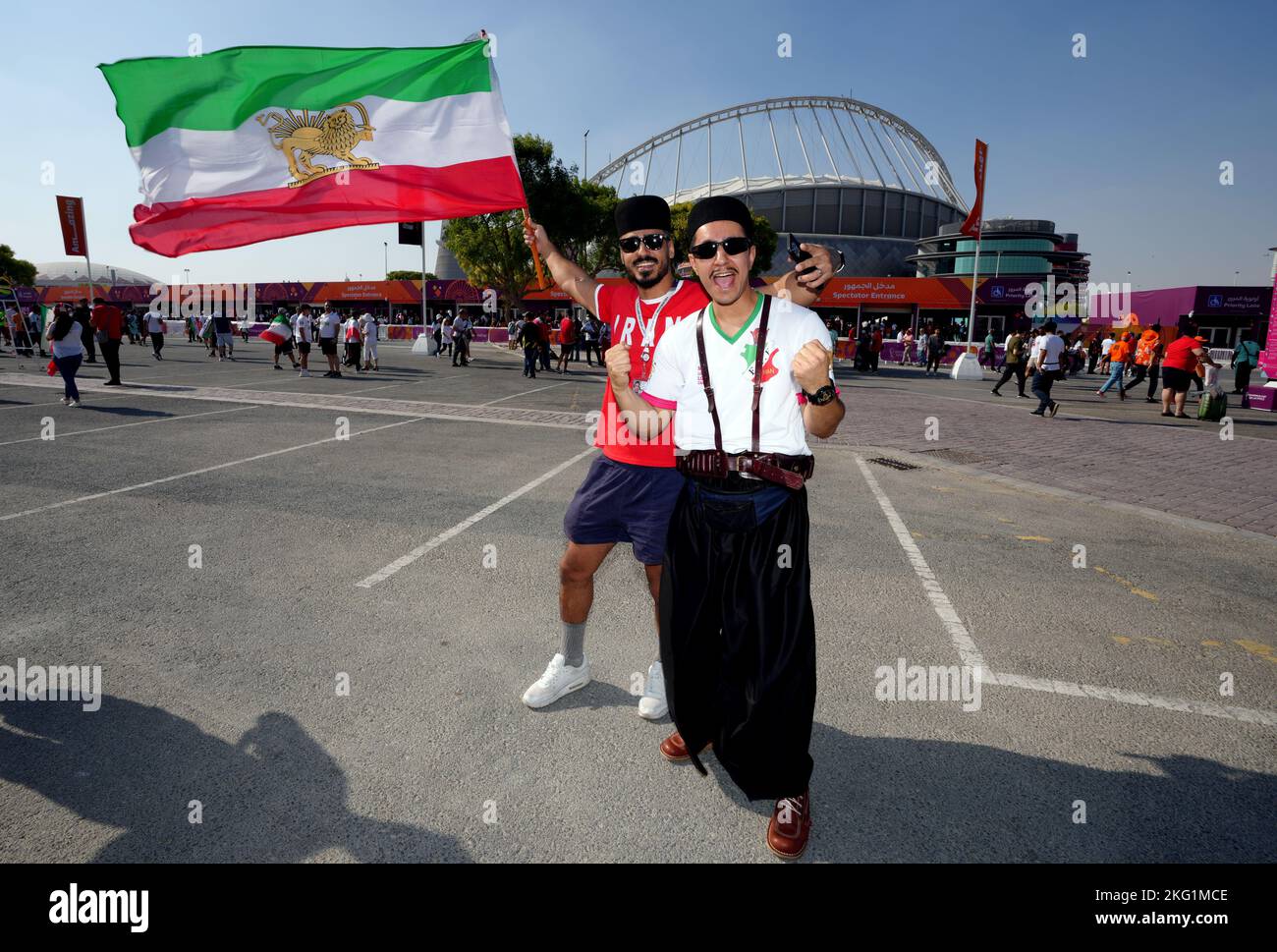 Iran fans ahead of the FIFA World Cup Group B match at the Khalifa ...