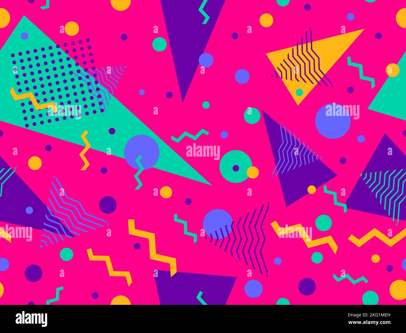 Memphis seamless pattern with geometric shapes in 80s style. Colorful ...