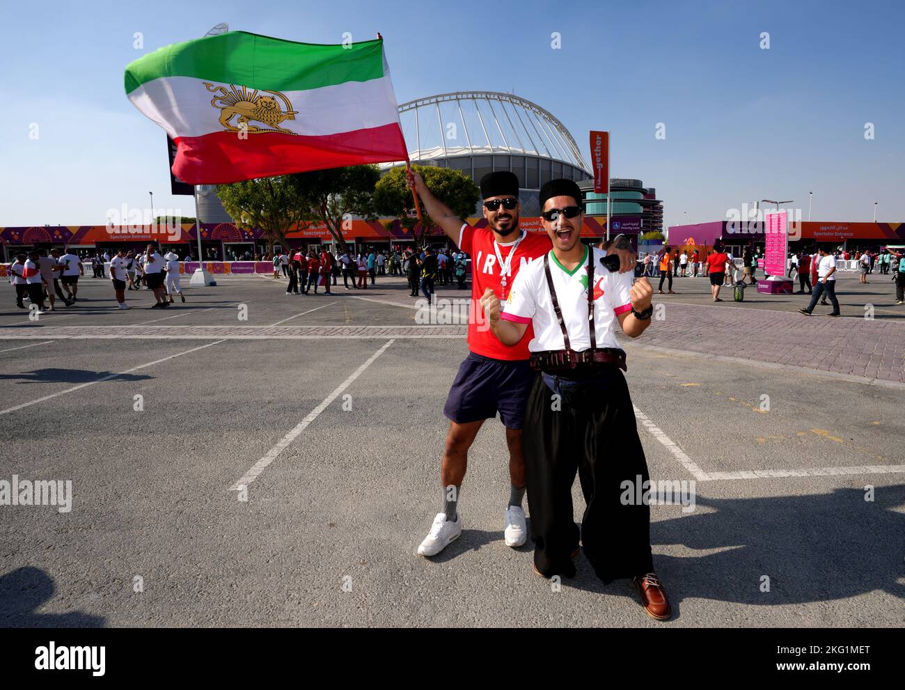 Iran fans ahead of the FIFA World Cup Group B match at the Khalifa ...