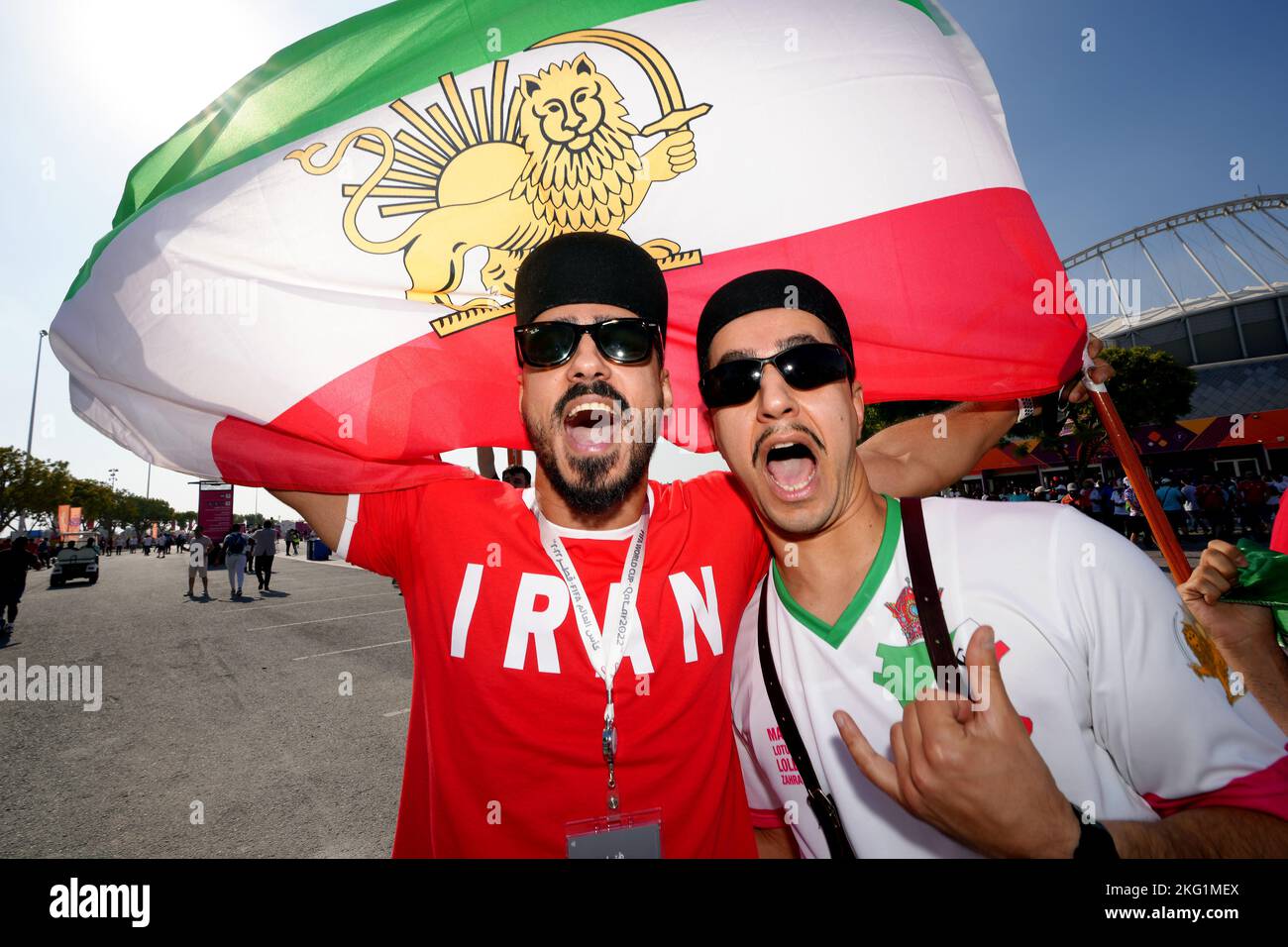 Iran fans ahead of the FIFA World Cup Group B match at the Khalifa ...