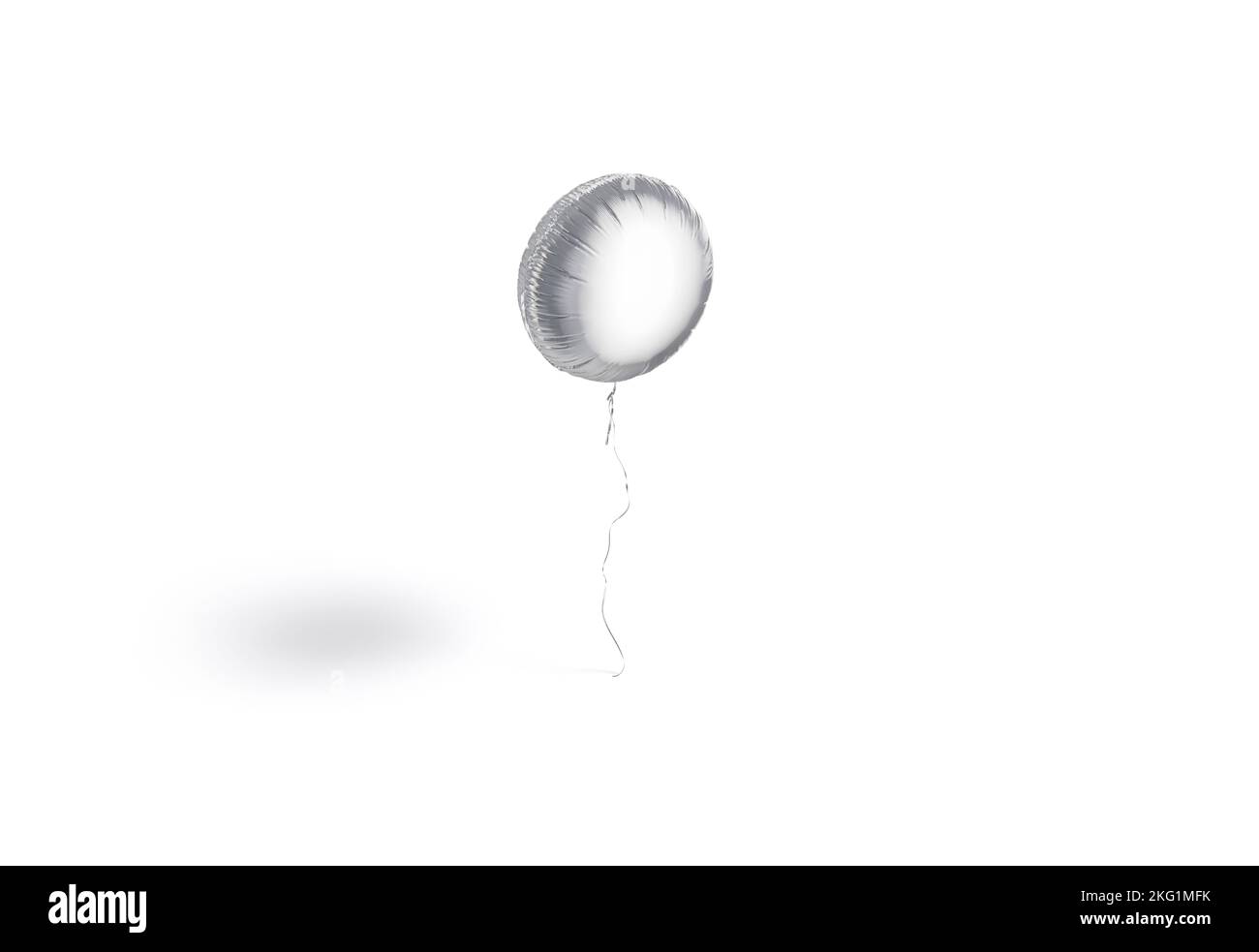 Blank silver round balloon flying mockup, side view, 3d rendering ...