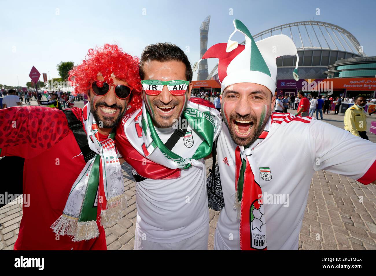 Iran fans ahead of the FIFA World Cup Group B match at the Khalifa ...