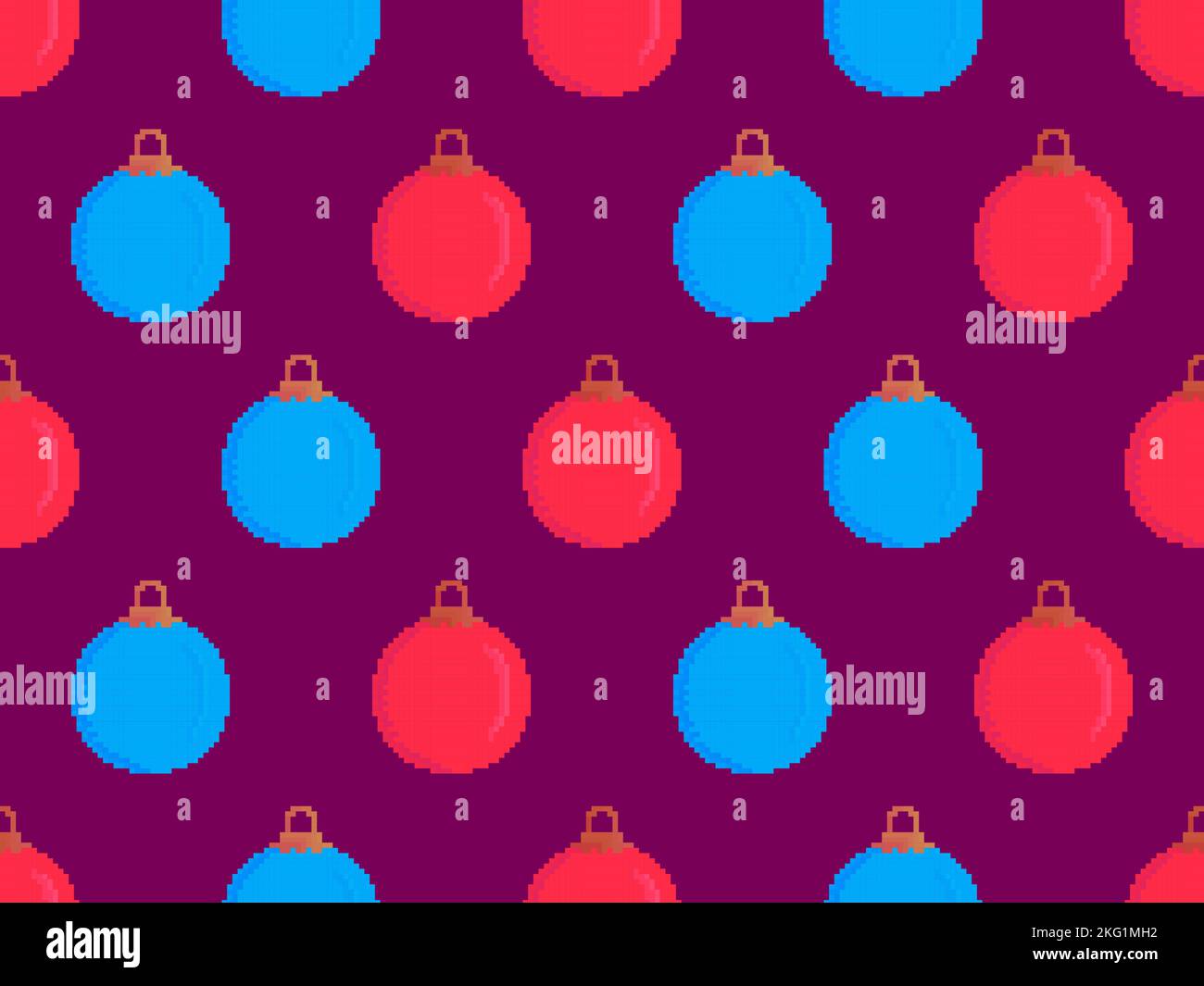 Pixel Christmas balls seamless pattern. Christmas balls in pixel art ...
