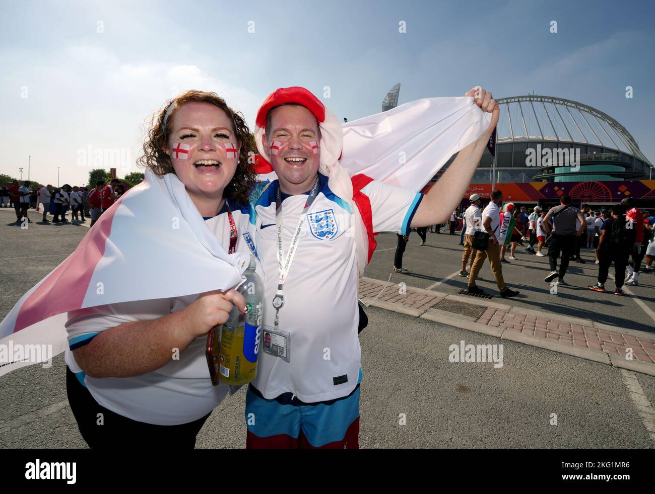 England fans Rebecca and Peter Knight, from Ipswich, ahead of the FIFA ...