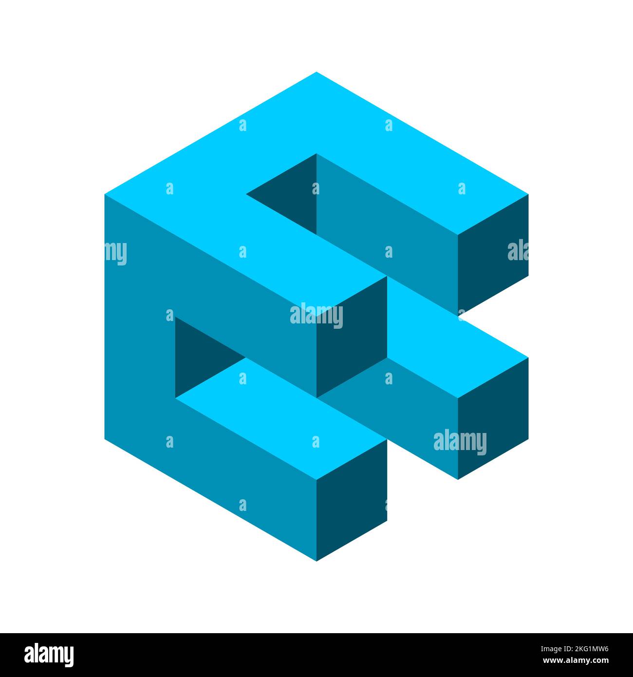 Blue abstract cube shape logo design template. Optical illusion, visual ...