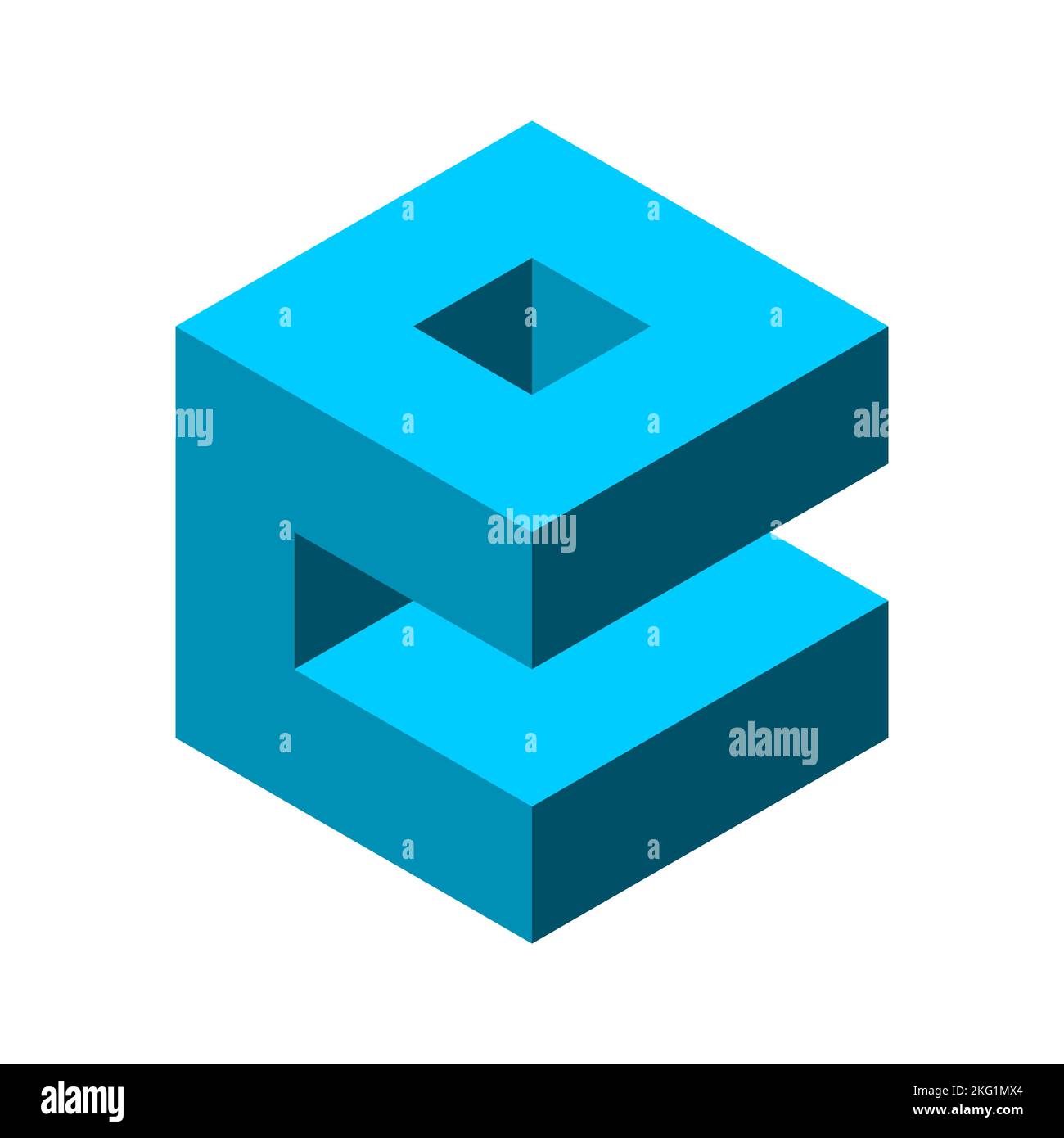 Blue abstract cube shape logo design template. Construction with a hole ...
