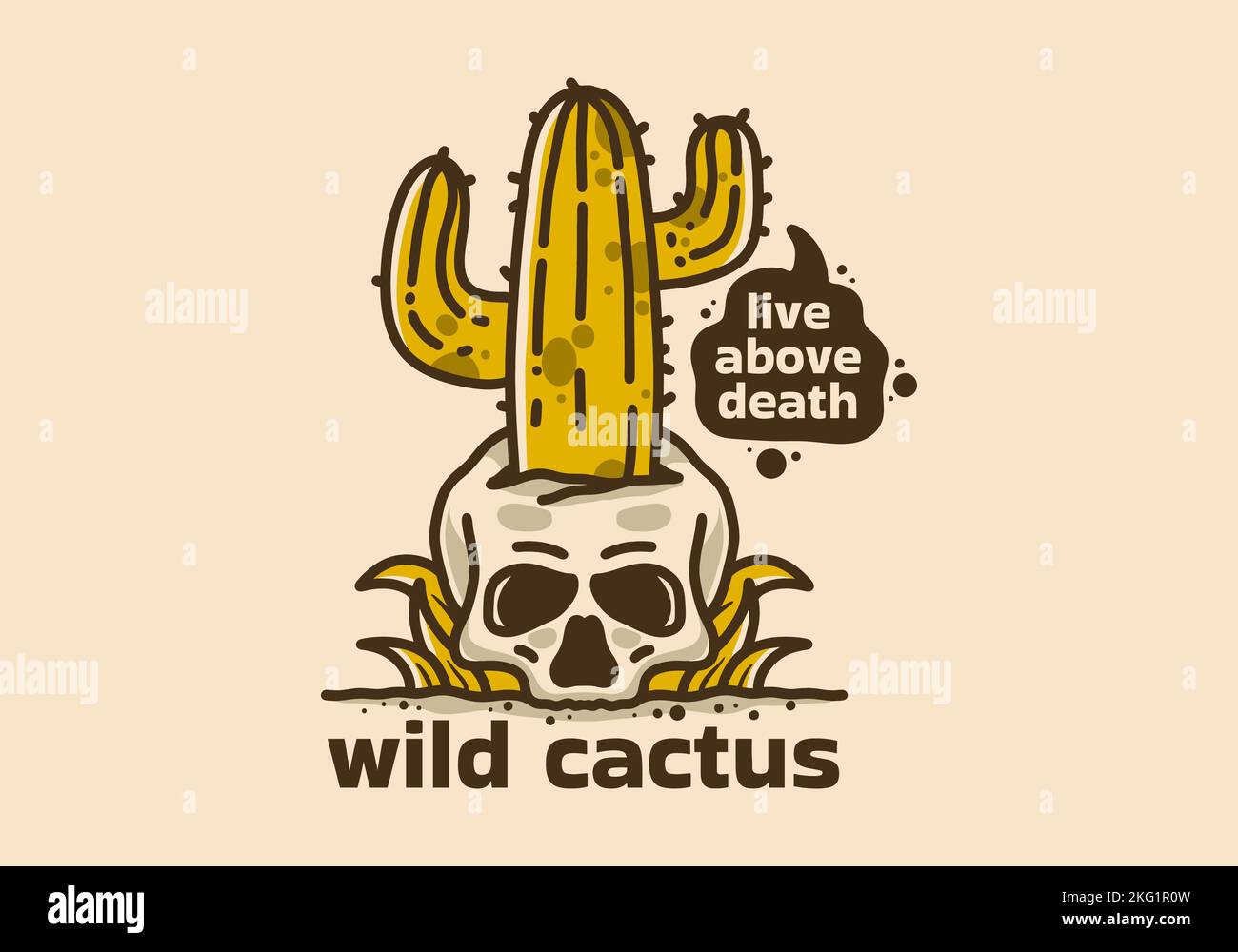 Vintage art illustration of cactus on skull Stock Vector Image & Art ...