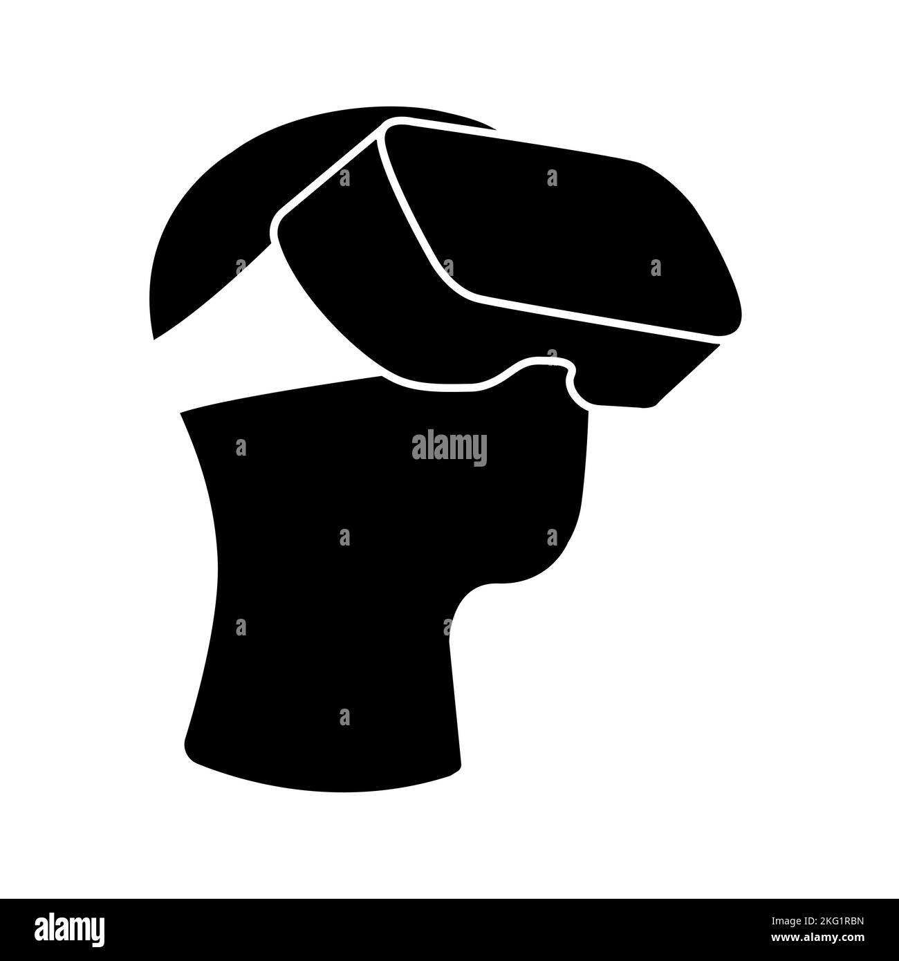 Icon of Human head with virtual reality headset. Flat vector illustration Stock Vector Image ...