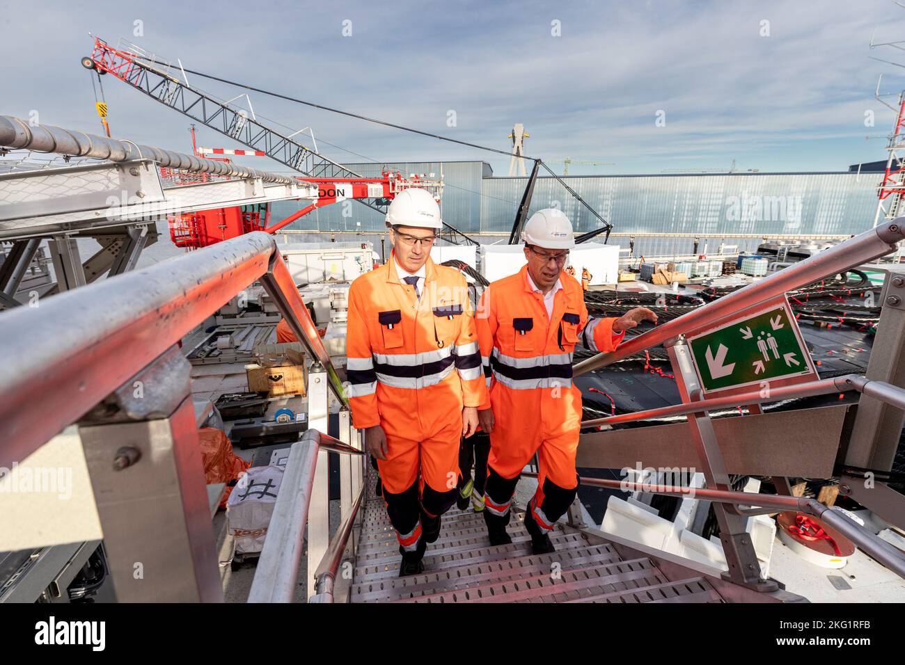 Prime Minister Alexander De Croo and Elia CEO Chris Peeters pictured ...