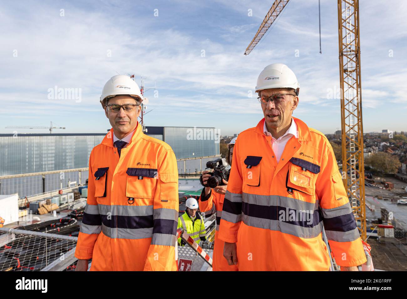 Prime Minister Alexander De Croo and Elia CEO Chris Peeters pictured ...