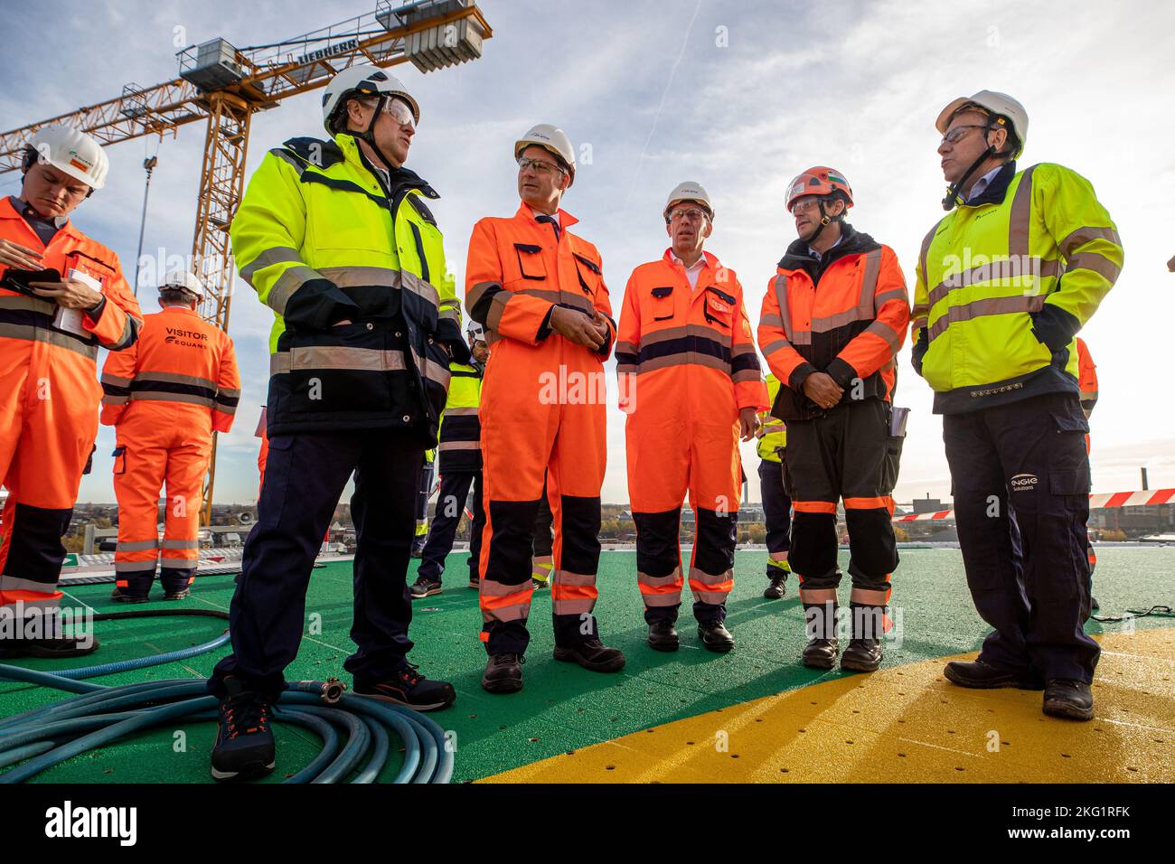 Prime Minister Alexander De Croo and Elia CEO Chris Peeters pictured ...