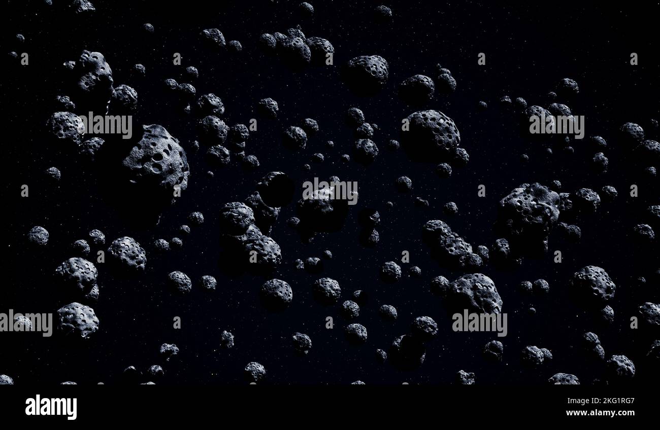Asteroid field in the outer space. 3D rendering Stock Photo - Alamy