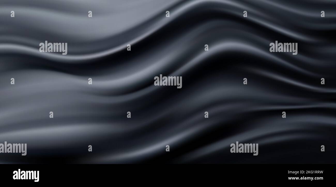 Smooth wavy black silk texture abstract background. luxury background ...