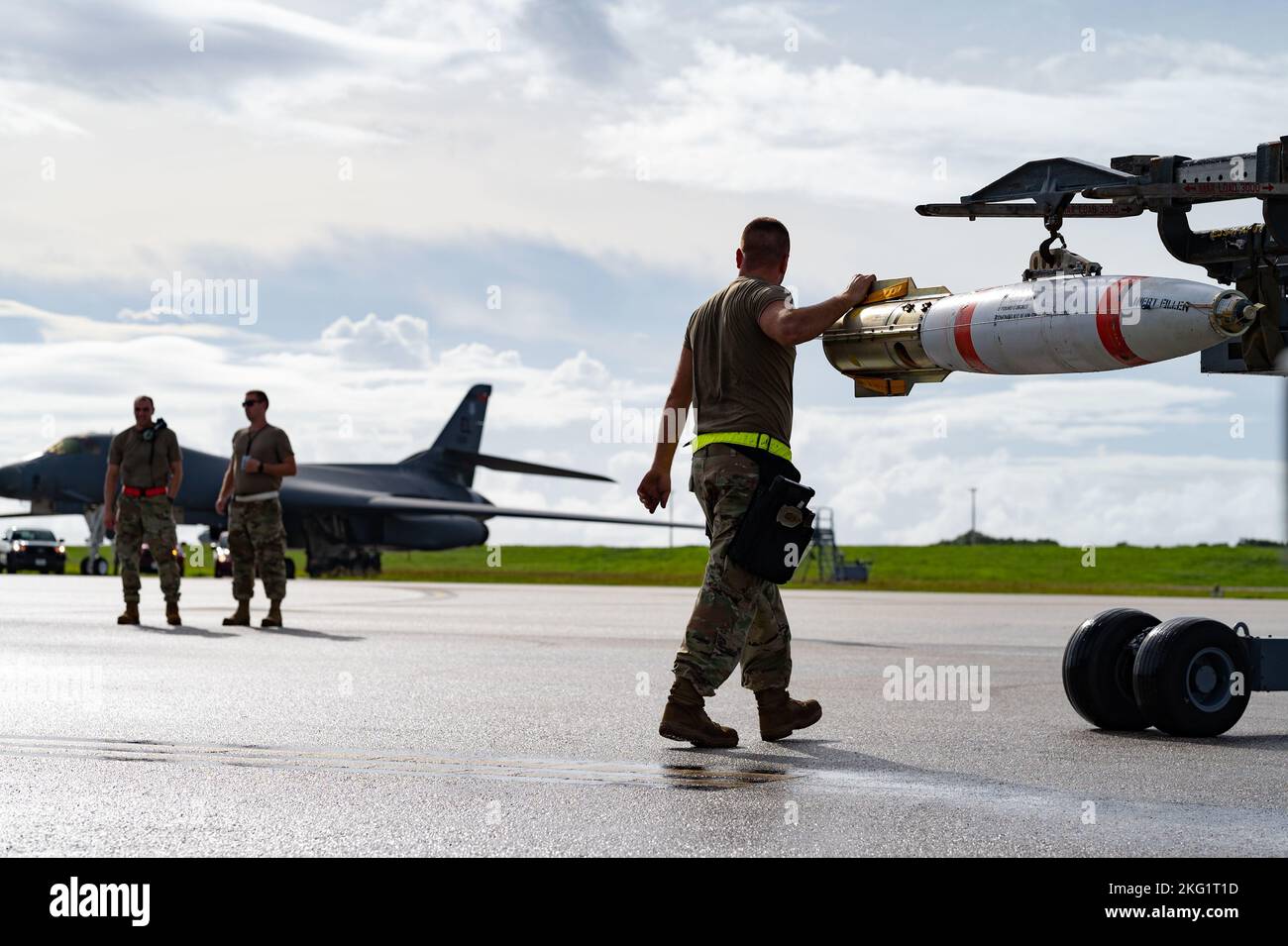 A U.S. Air Force Airmen assigned to the 28th Munitions Squadron ...