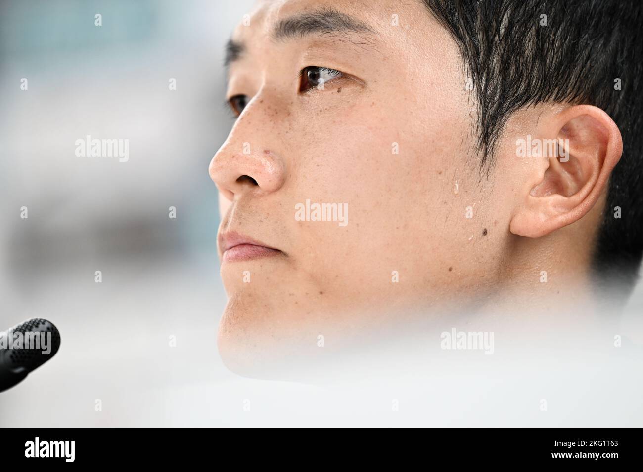 South Korean football forward Na Sang-ho attended the press conference ...