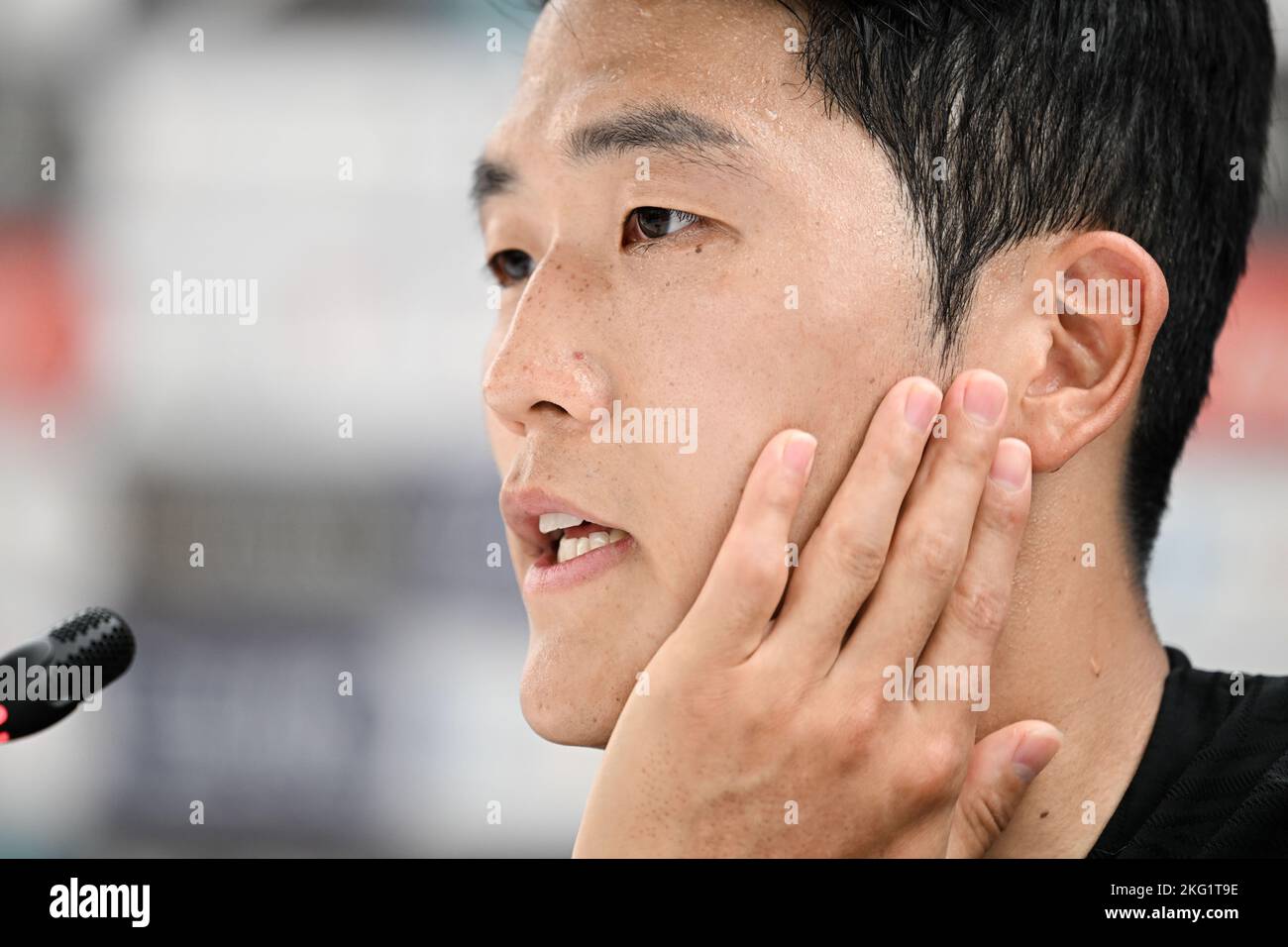 South Korean football forward Na Sang-ho attended the press conference ...