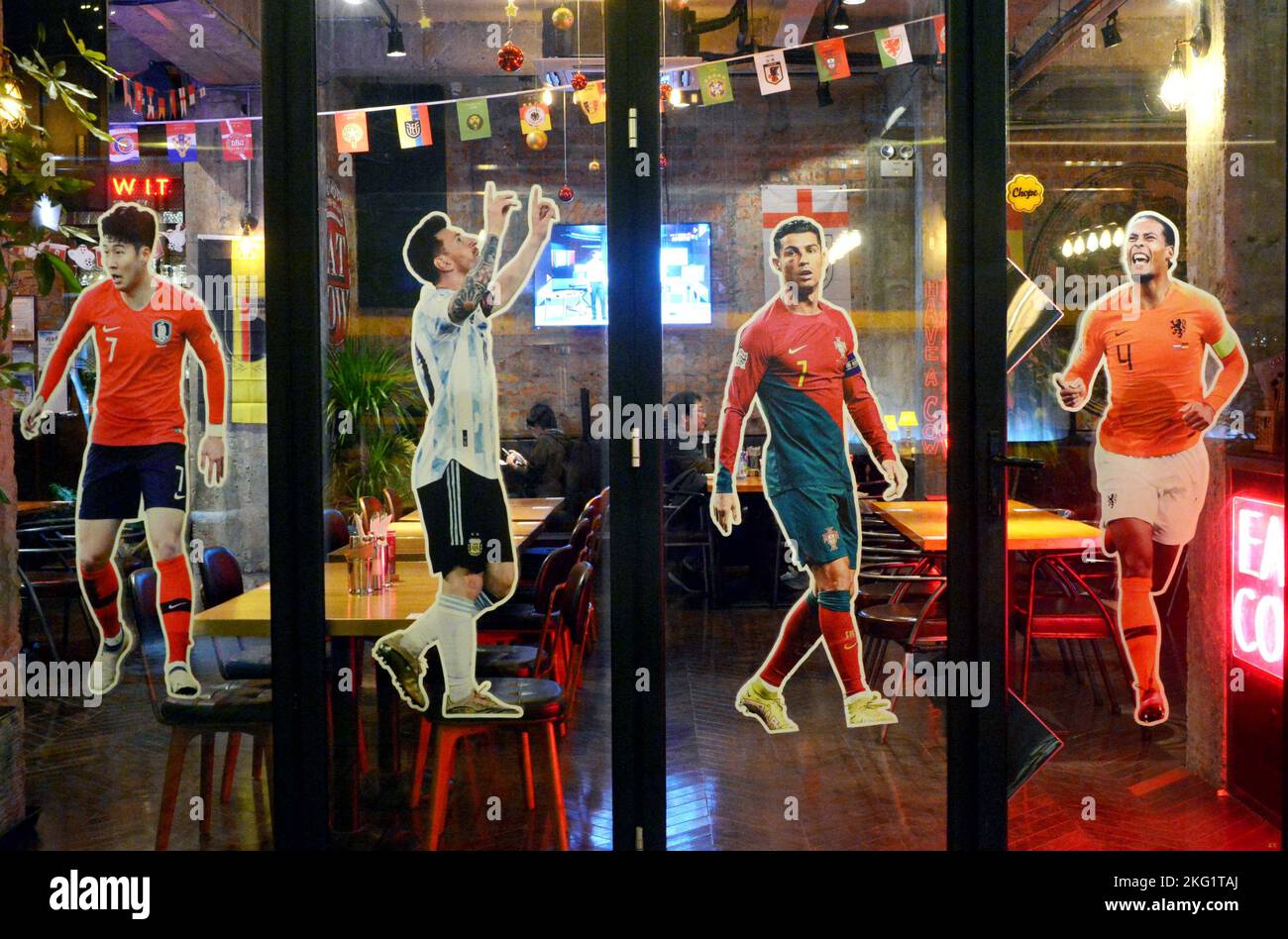 The photos show foreign football fans are celebrating before the 2022 ...