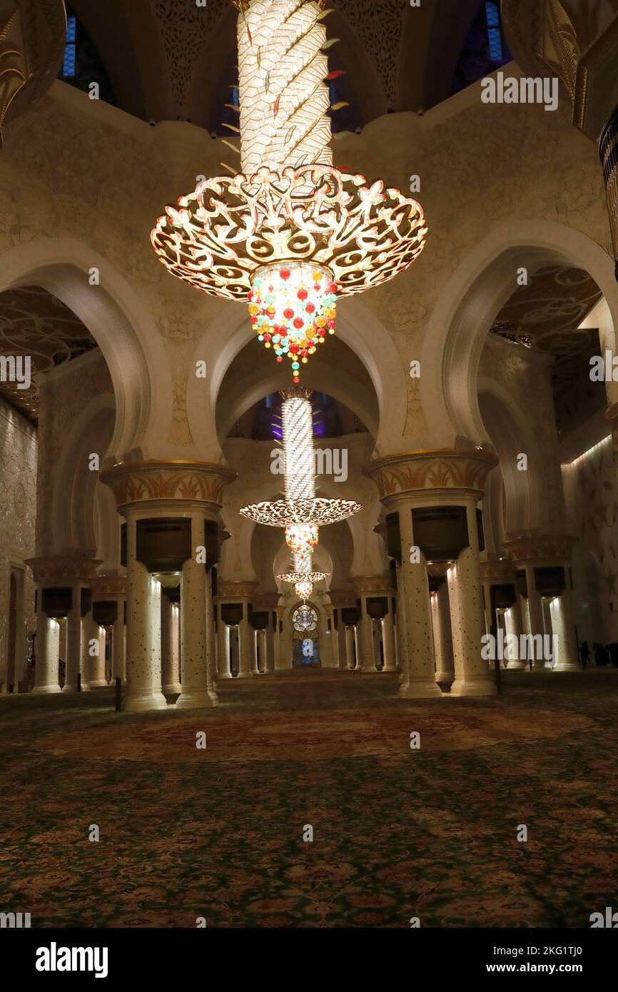 Sheikh Zayed Grand Mosque. Main prayer hall. Abu Dhabi. United Arab ...
