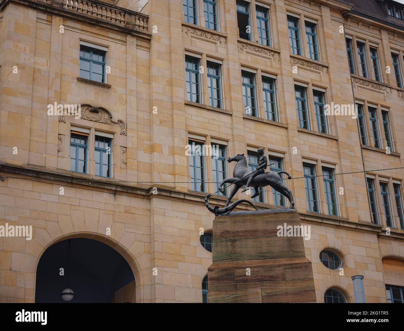 BASEL, SWITZERLAND, JULY 7, 2022: Dragon Rider Statue in historical ...