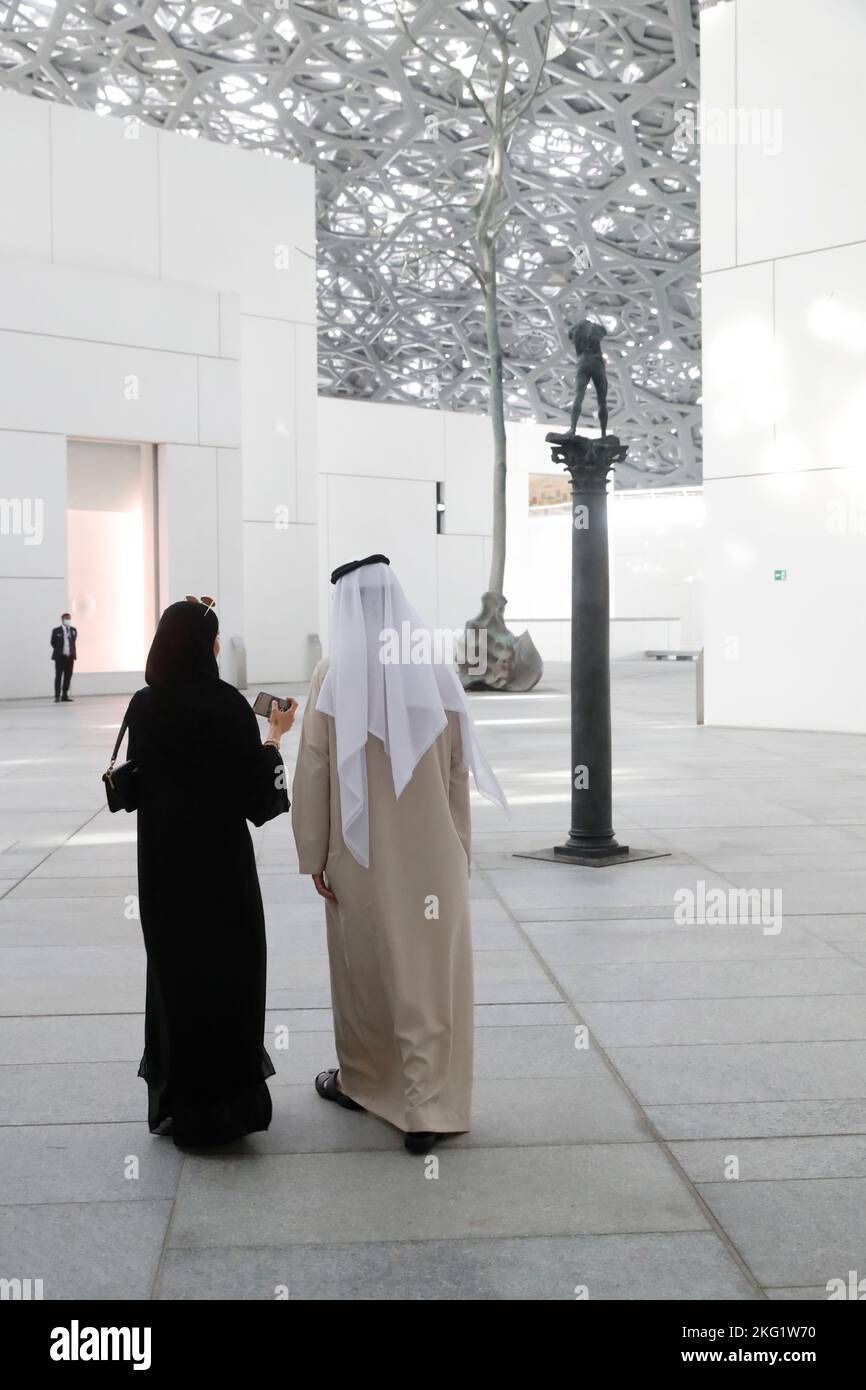 Louvre Abu Dhabi art and civilisation museum. Architecture. Visitors ...