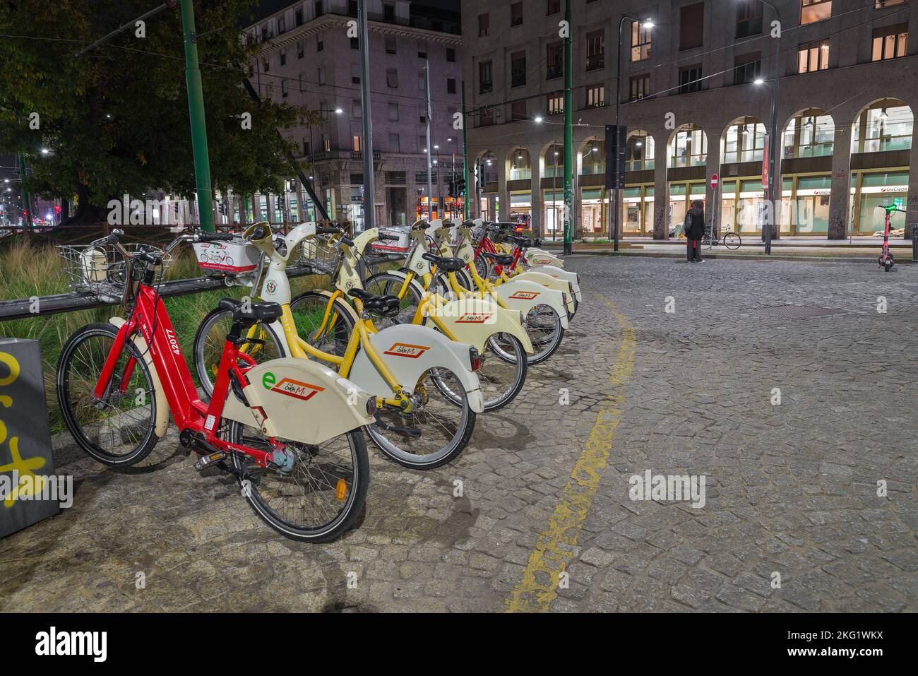 Bike sharing in a big city. BikeMi the bike sharing of Milan ...