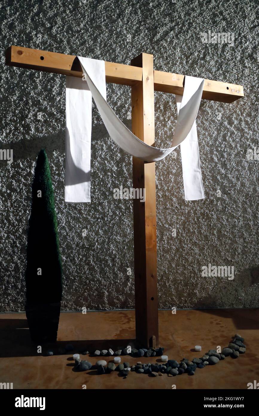 Saint Jean Baptiste chapel. Holy week. Easter Vigil celebration ...