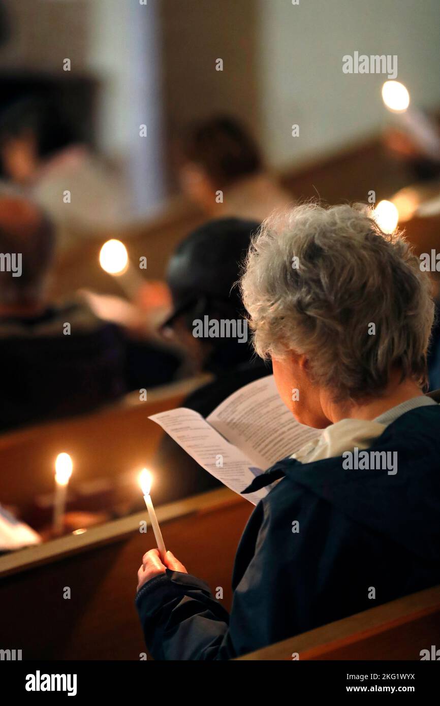 Saint Jean Baptiste chapel. Holy week. Easter Vigil celebration ...