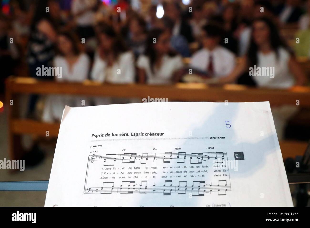 Sacred music. Sheet music for mass celebration. Switzerland Stock Photo ...