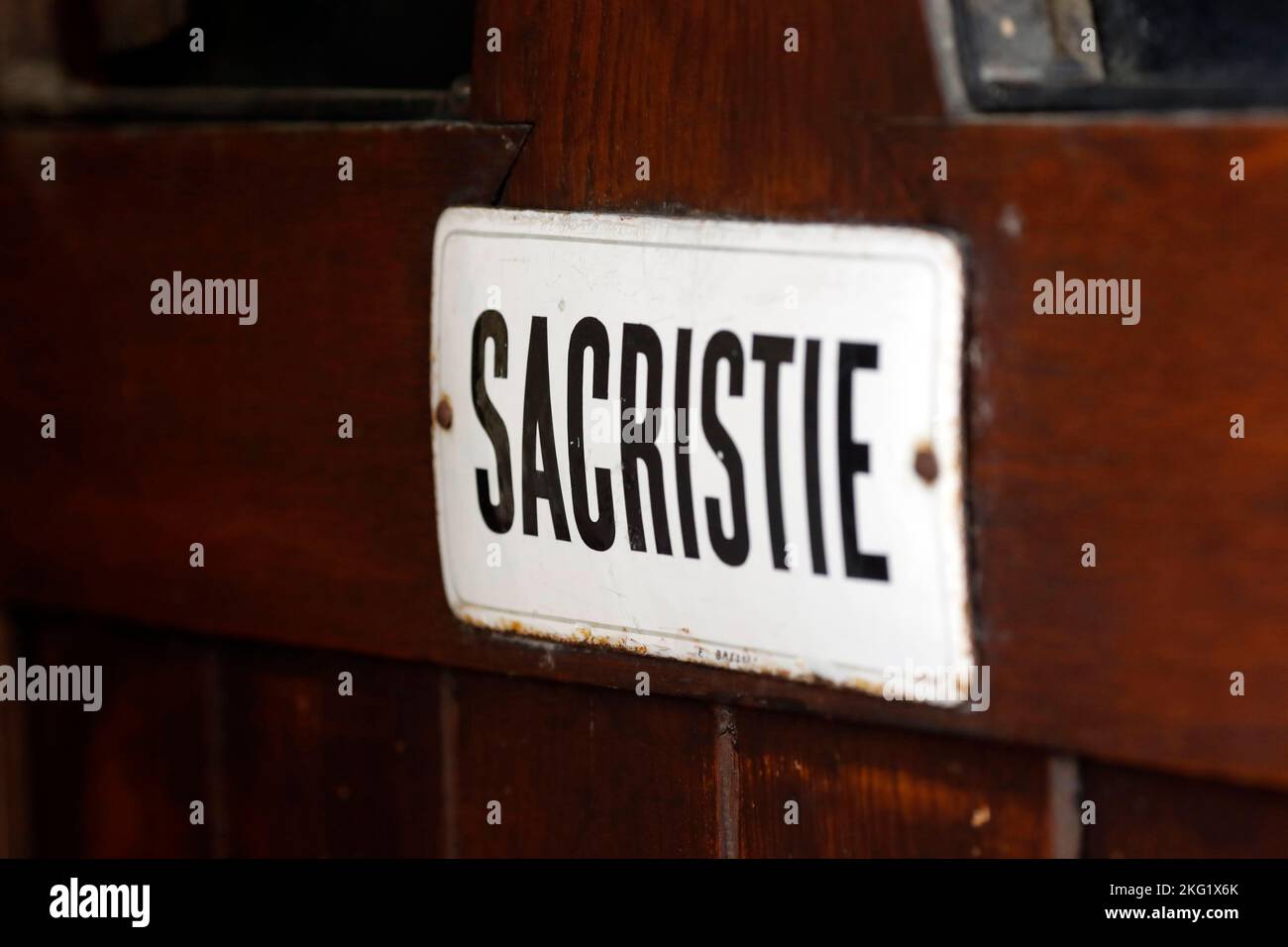 Catholic church. Door that gives access to the Sacristy. Switzerland ...