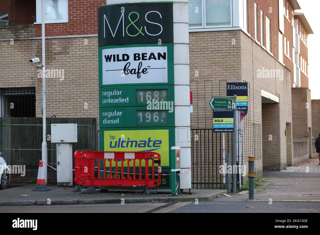 Diesel and petrol prices displayed on the forecourt of Fuel Stations in ...