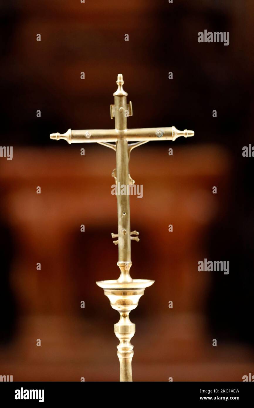 Malaga cathedraL. Golden crucifix. Back view. Spain Stock Photo - Alamy