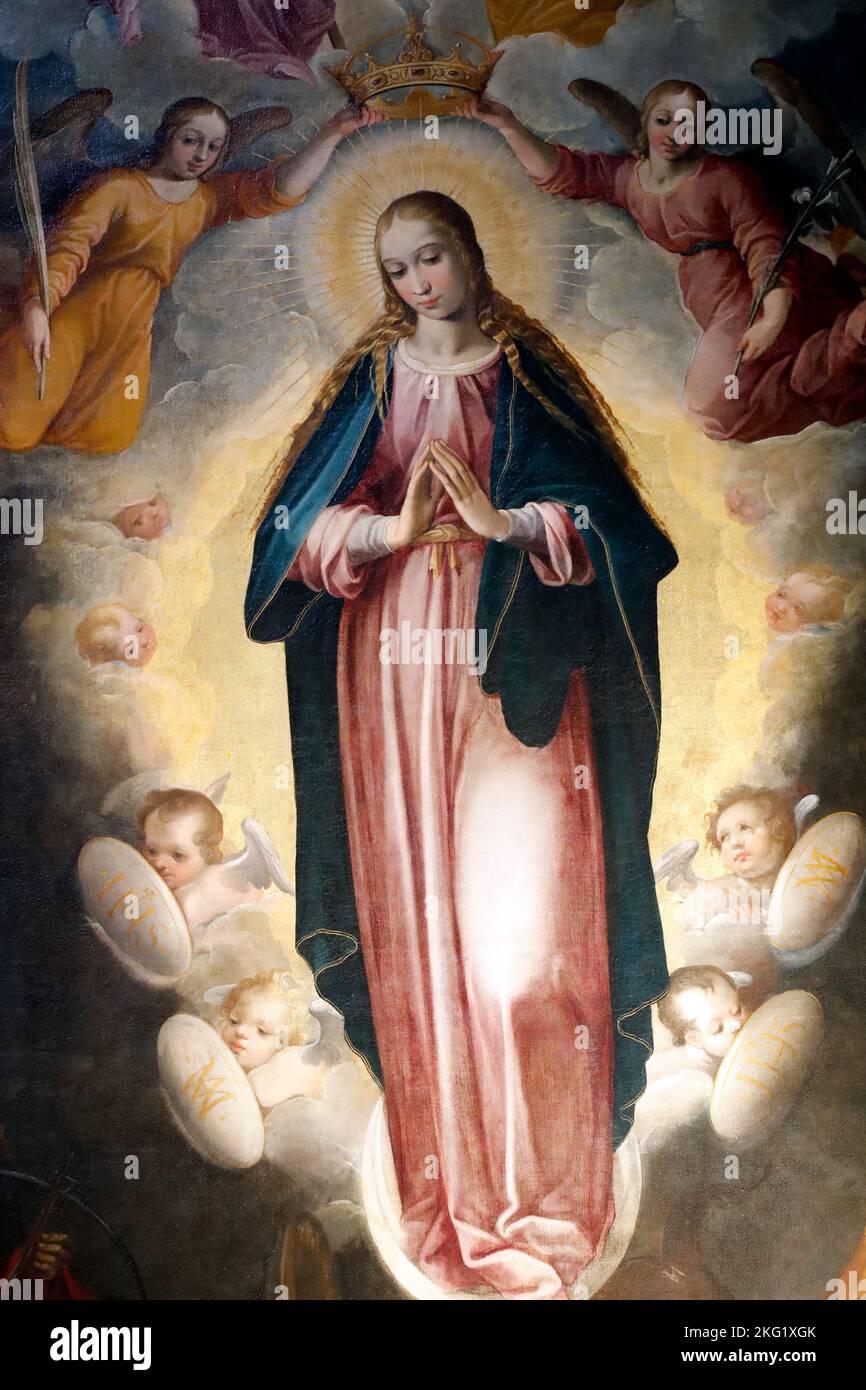 Seville Cathedral. The Immaculate Conception crowned by angels ...