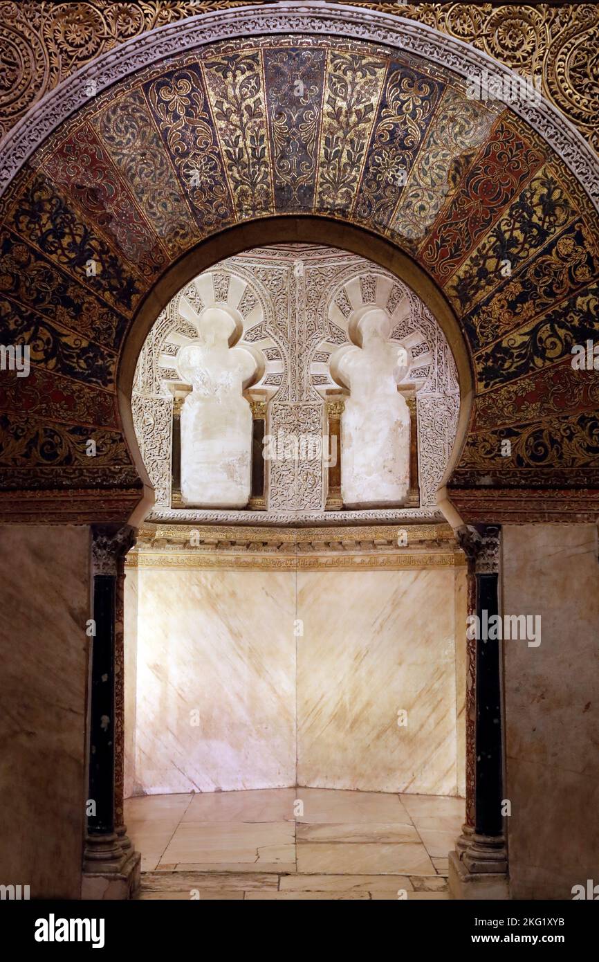 Mosque Cathedral of Cordoba. Interior view of Mihrab in the Great ...
