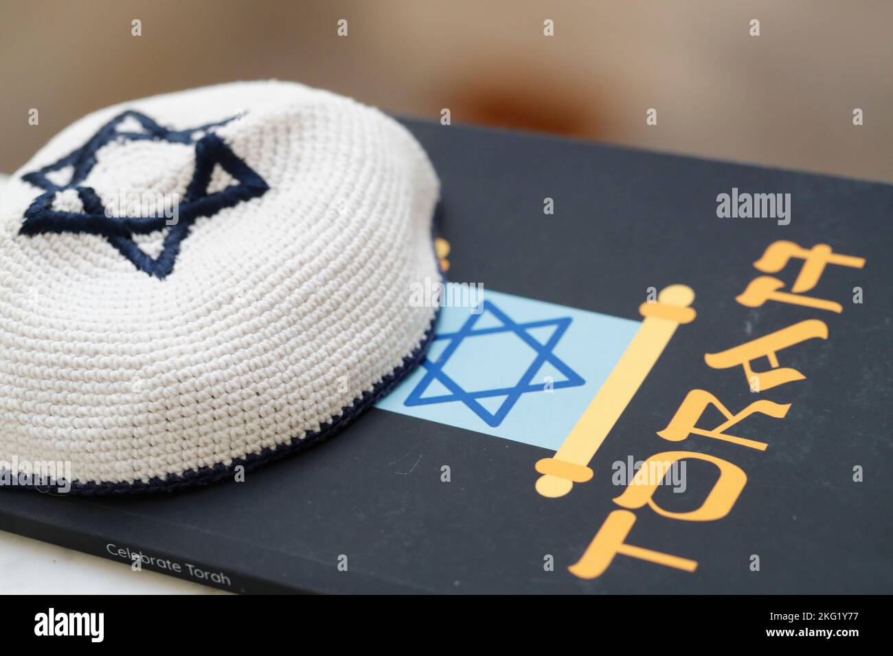 Torah and kippah with a star of David. Jewish symbols Stock Photo - Alamy