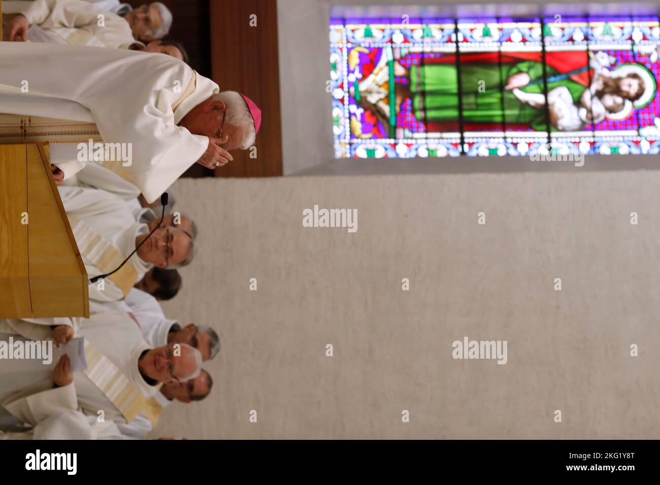 Saint Julien en Genevois church. Holy Thursday. Chrism Mass. Bishop of ...