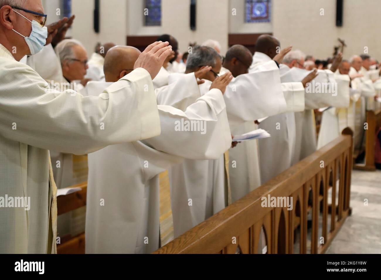 Saint Julien en Genevois church. Holy Thursday. Chrism Mass. Blessing ...