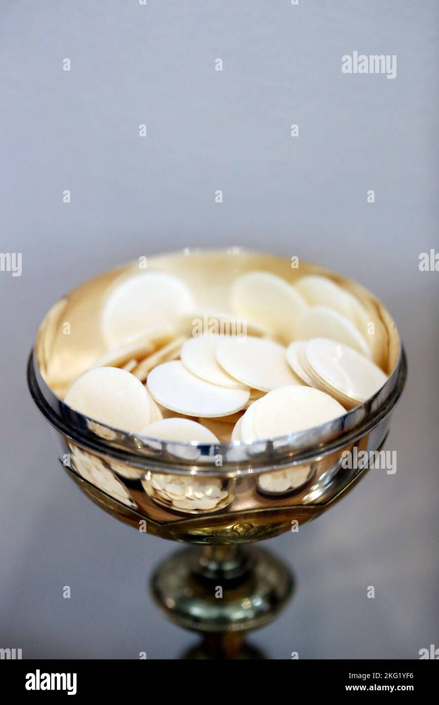 Catholic mass. Eucharist table with the liturgical items.Ê France Stock ...