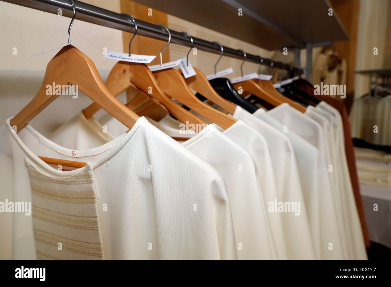 Catholic church. White chasubles in sacristy. France Stock Photo - Alamy