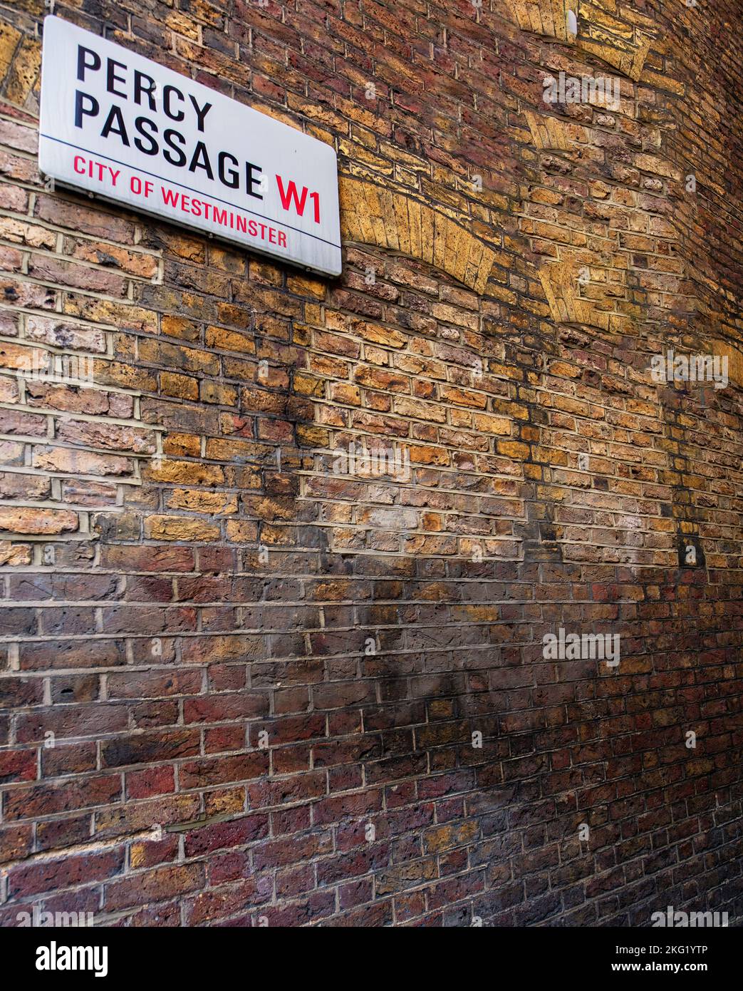 Street sign in London, Percy Passage, named after Hugh Percy, Duke of ...