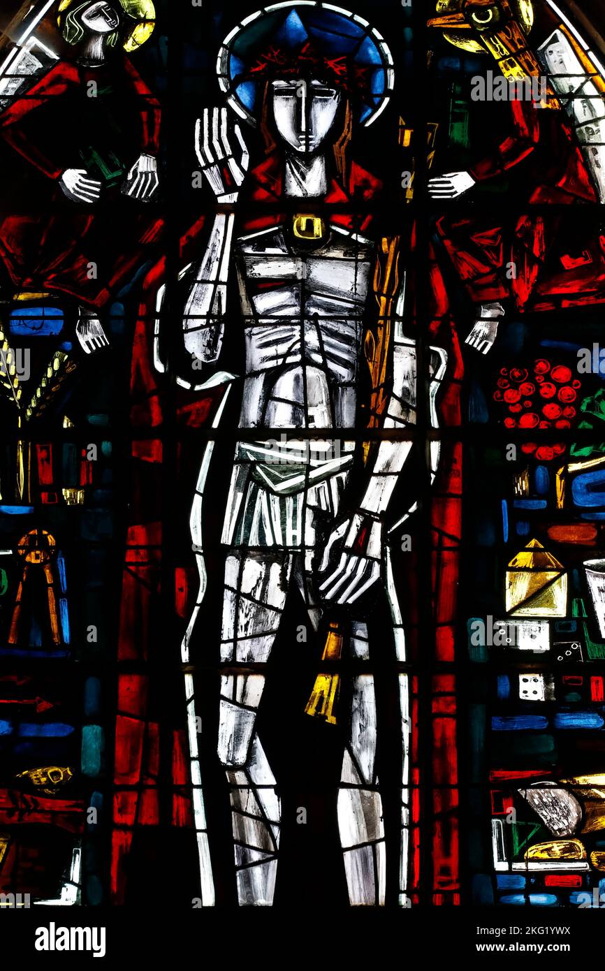 Sainte Jeanne d'Arc church. Stained glass window. Jesus Christ by Fran ...