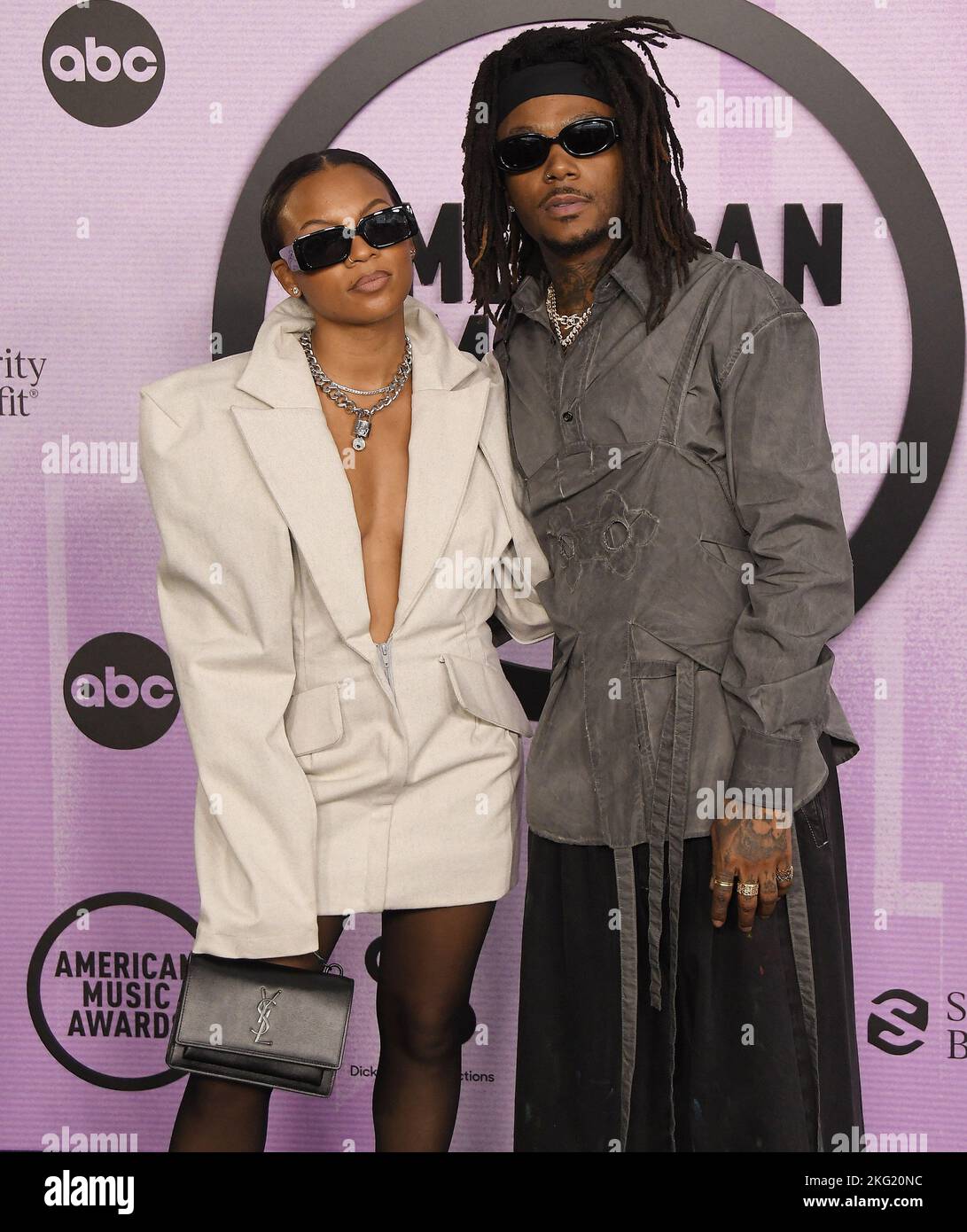 (L-R) Barbara Wilson and J.I.D. at the 2022 American Music Awards held ...
