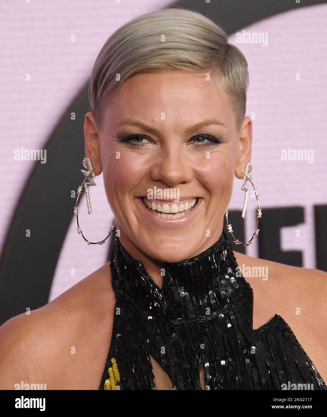 Pink arrives at the 2022 American Music Awards held at the Microsoft ...